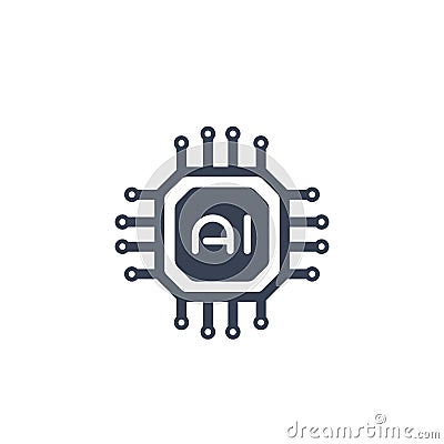 AI Chipset, Artificial Intelligence Icon Vector Illustration ...