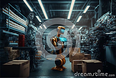 AI Computer Technology Smart Factory, Industry 4.0, M2M Computer Aided ...