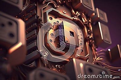 AI Generated Illustration Of A Computer Motherboard With Multiple ...