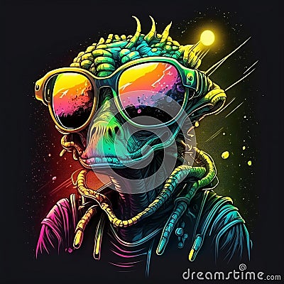 AI Generated Illustration Of A Humorous Alien Creature Wearing ...