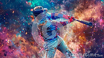 AI Generated Illustration Of A Man Playing Baseball With A Galaxy ...