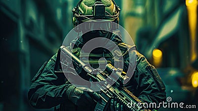 Covert Operative A Special Forces Soldier In A Tactical Uniform And ...