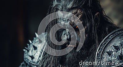 AI-generated Menacing Orc Warrior With Scars And Glowing Eyes Stock ...