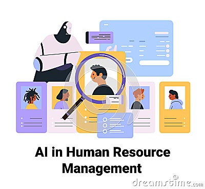 AI Human Resource Management Concept With Robot Analyzing Candidate ...