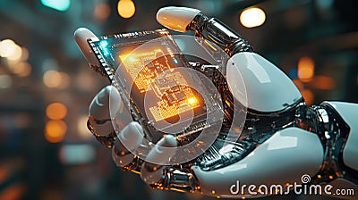 AI-Powered Robotic Hand Holding A Microchip Concept Royalty-Free Stock ...