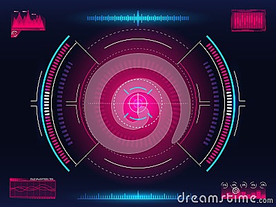 Aim System. Modern Aiming Concept. Futuristic HUD Interface With Bright ...