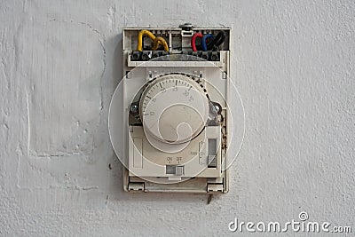 Old Air Conditioner Control Panel On White Wall. Old Generation Air ...