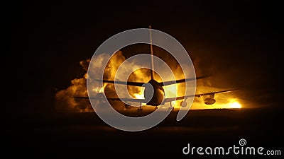 Air Crash. Burning Falling Plane. the Plane Crashed To the Ground ...