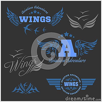 Air Force Shields And Labels With Wings Vector Illustration ...