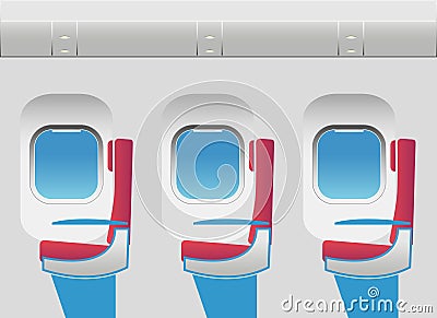 Aircraft Cabin With Portholes And Seats Cartoon Vector | CartoonDealer ...