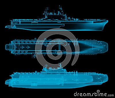 Aircraft Carrier Side And Top View In X-ray Royalty-Free Stock Image ...