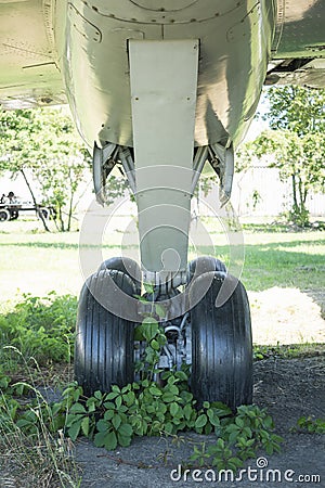 Aircraft Chassis. Hull, Chassis, Engines And Propellers Of An Old Plane ...