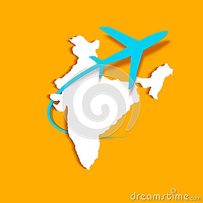 Airplane Around Indian Map Vector Illustration | CartoonDealer.com ...