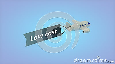 Airplane on Blue Background with Text on Flag, Low Cost. Stock Footage ...