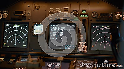 Airplane Cockpit with Flying Command on Control Panel Stock Video ...