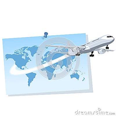 Airplane Coming Out Of A World Map Vector Illustration | CartoonDealer ...