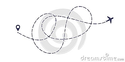 Airplane Dashed Line Path Flat Style Design Vector Illustration ...