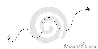 Airplane Dashed Line Path Flat Style Design Vector Illustration ...