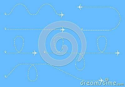 Airplane Flight Lines. Airplane Route. Airlines. Vector, Cartoon ...