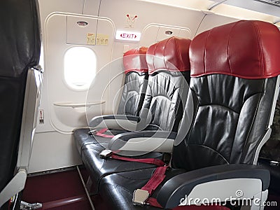 Airplane Flight Safety Concept : Emergency Exit Seat In Airplane ...