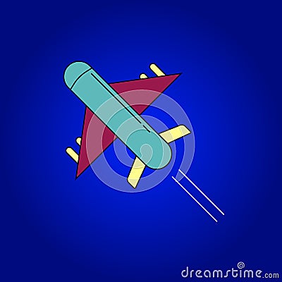 Airplane In The Sky With Contrail - Flat Design Vector Illustration ...