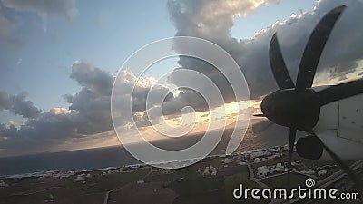 Airplane Starting View from the Window on the Wing of an Airplane with ...