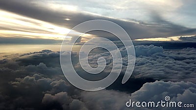 Airplane Window View - Flying between Cloud Cover in Southern Mexico ...