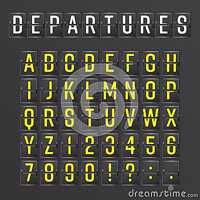 Airport Board Vector. Mechanical Timetable Information Alphabet. Aalog ...
