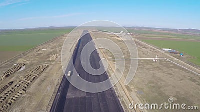 Airport Runway Construction, Aerial View Stock Video - Video of ...