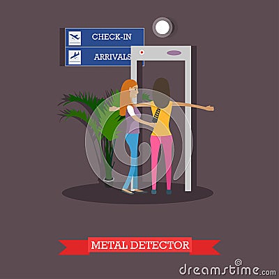 Airport Security Checkpoint Concept Design Element In Flat Style ...
