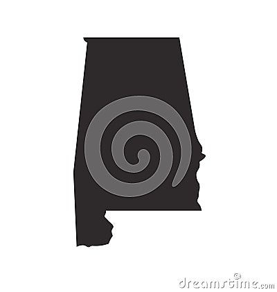 Alabama Al State Map Shape Silhouette Simplified Vector Illustration ...
