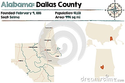 Alabama: Dallas County Map Vector Illustration | CartoonDealer.com ...