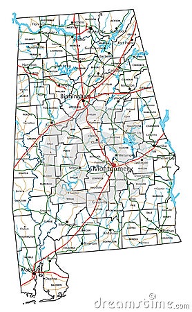 Alabama Road And Highway Map. Vector Illustration | CartoonDealer.com ...