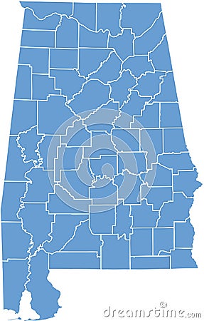 Alabama State Map By Counties Cartoon Vector | CartoonDealer.com #11001627
