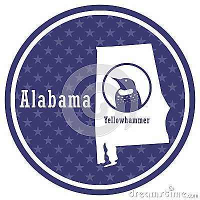 Alabama State Map With Yellowhammer. Vector Illustration Decorative ...