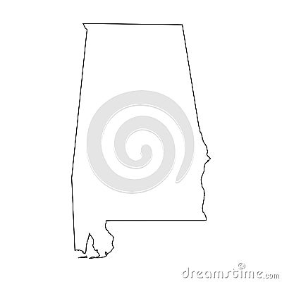 Alabama, State Of USA - Solid Black Outline Map Of Country Area. Simple ...