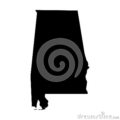 Alabama, State Of USA - Solid Black Silhouette Map Of Country Area. Simple Flat Vector ...