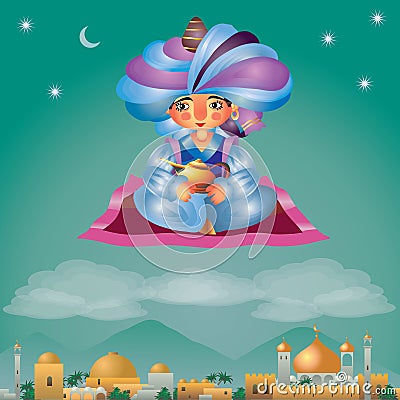 Aladdin Flying On A Magic Carpet Cartoon Vector | CartoonDealer.com ...