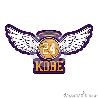 R.I.P. Kobe Bryant - Basketball With Angel Wings And Glory. Vector ...