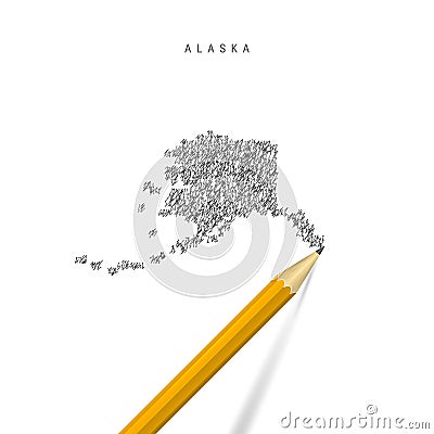 Alaska Sketch Scribble Map Isolated On White Background. Hand Drawn ...