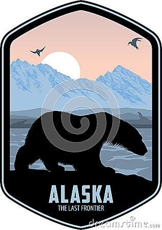Alaska Vector Label With Polar Bear, Seal And Seagulls | CartoonDealer ...