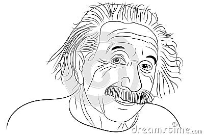 Albert Einstein Hand Drawing Outline Portrait Vector Illustration ...