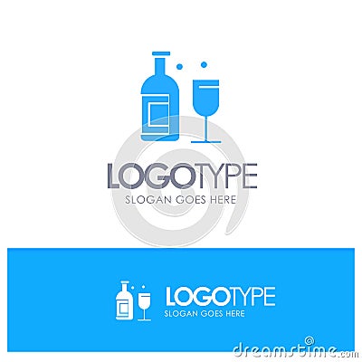 Alcohol, Bar, Drink, Whiskey Blue Solid Logo With Place For Tagline ...