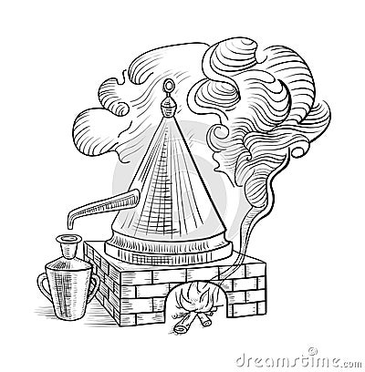 Alcohol Distillation Process Cartoon Vector | CartoonDealer.com #105955621