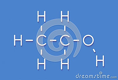 Alcohol Ethanol, Ethyl Alcohol Molecule, Chemical Structure. Skeletal ...