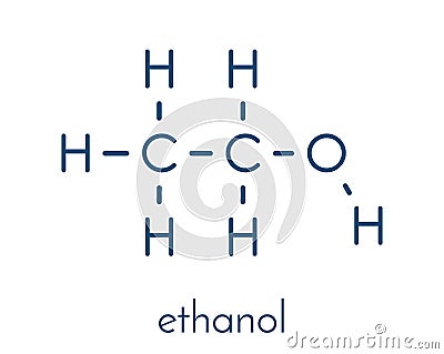 Alcohol Ethanol, Ethyl Alcohol Molecule, Chemical Structure. Skeletal ...