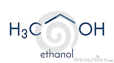 Alcohol Ethanol, Ethyl Alcohol Molecule, Chemical Structure. Skeletal ...