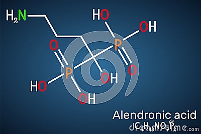 Alendronic Acid Molecule. Structural Chemical Formula On The Dark Blue ...