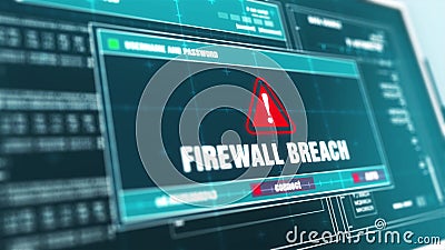 41. Firewall Breach Warning Notification on Digital Security Alert on ...