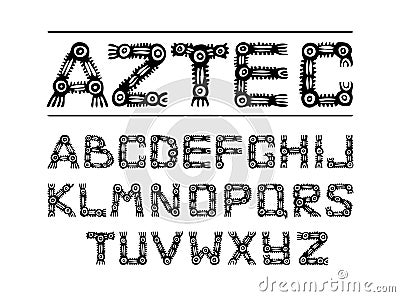 Alfabeto étnico Antiguo Azteca Ilustración del Vector - Imagen: 65760022